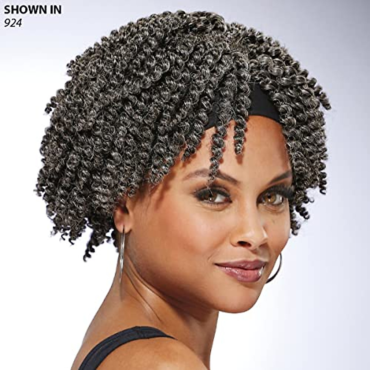 Especially Yours Sharma Headband Wig Authentic Two-Strand Twist Coils with Great Body, Stretch Band/Runway Shades of Black, Brown and Gray