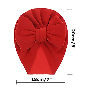 inSowni 8 Pack Super Soft Velvet Solid Nursery Hospital Turban Hat Cap Beanie Bonnet with Big Bow for Baby Girls Toddlers Newborns Infants