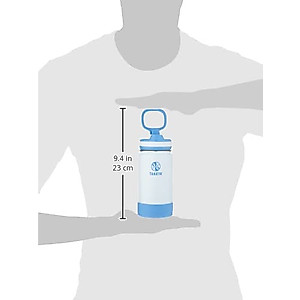 Takeya Actives Kids Insulated Stainless Steel Water Bottle with Straw Lid, 14 Ounce, New Day Blue