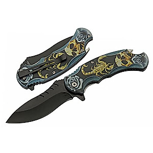 Yellow Scorpion Stainless Steel Blade ABS Handle 4.75 inch EDC Pocket Folding Knife