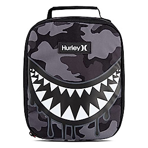 Hurley Unisex-Adults One and Only Insulated Lunch Tote Bag, Grey Camo Shark, O/S