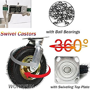 Solid Rubber Wheel Industrial Heavy Duty, Caster Mute Castors, Moving Silent, Steel Hub, Air Filled, for Trolley, Carts, Furniture, Workben Replacement Foot Wheel