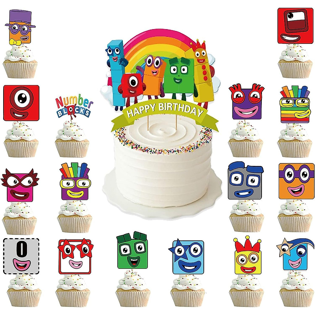 Numberblocks Party Decorations, 17 Pcs Number Theme Cake Cupcake Topper for Kids Numberblocks Birthday Party Supplies Cake Decorations