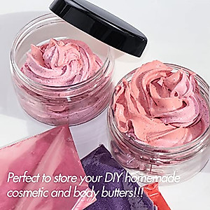 ZEJIA 1oz Plastic Jars with Lids, 6PCS Clear Small Plastic Jars, Empty Plastic Containers with Black Lids, Round Travel Jars for Cosmetics, Lotions, Acrylic Powder, Beauty Product, Slime