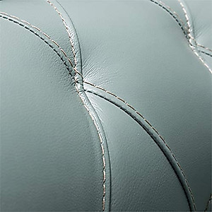 MAKLAINE Tufted Transitional Leather Sofa in Spa Green Finish