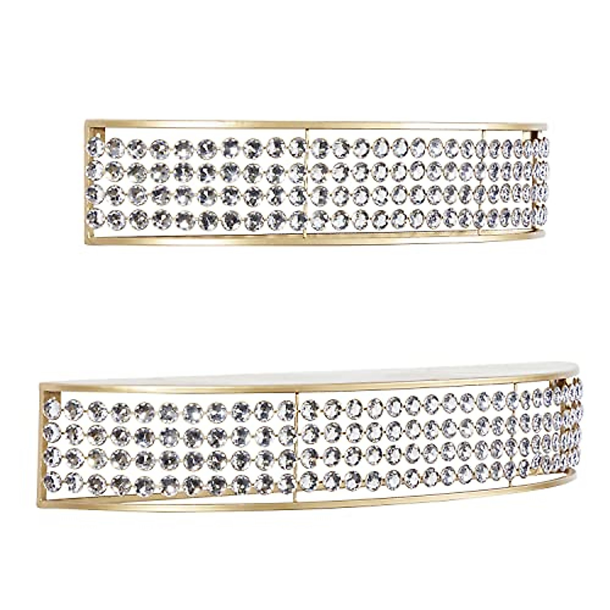 Deco 79 Metal Geometric Wall Shelf with Crystal Embellishments, Set of 2 5", 5"H, Gold