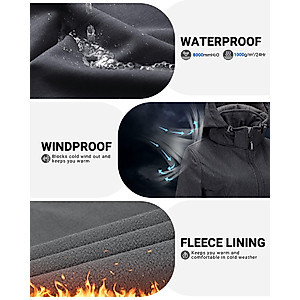 Outdoor Ventures Women's Softshell Jacket with Removable Hood Fleece Lined Windbreaker Insulated Long Warm Rain Jacket