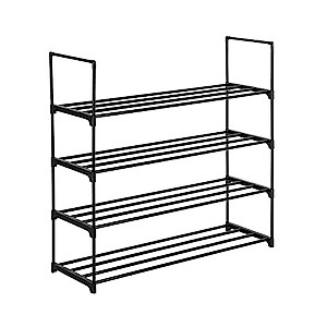 4-Tier Shoe Rack Metal Shoe Tower 20-Pair Shoe Storage Organizer Black