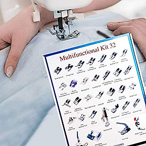 Sewing Machine Presser Foot Feet Kit Set,Fits for Brother, Baby Lock, Singer, Elna, Toyota, New Home, Simplicity, Janome, Kenmore, and White Low Shank Sewing Machine (32pcs)
