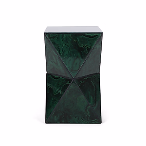 Christopher Knight Home Larry Tempered Glass Hourglass Side Table, Malachite Finish