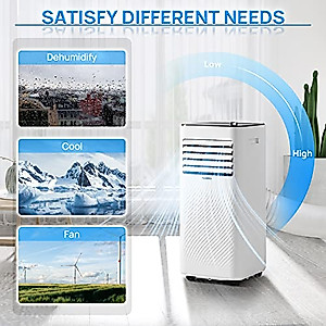 TURBRO Finnmark 10,000 BTU Portable Air Conditioner, Dehumidifier and Fan, 3-in-1 Floor AC Unit for Rooms up to 400 Sq Ft, Sleep Mode, Timer, Remote Included (6,000 BTU SACC)