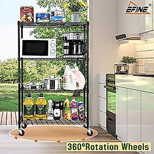 Catalina Creations EFINE 4-Shelf Shelving Units with 4-Shelf Liners and 3'' Wheels, Adjustable Heavy Duty Steel Wire Shelving Unit and Storage for Garage, Kitchen, Office (36W x 14D x 57.7H)