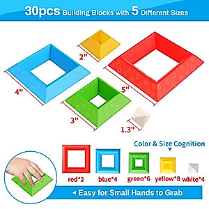 Hieoby Montessori Toys for 1 2 3 4 5 Year Old Boys Girls Toddlers Preschool Learning Activities 30Pcs Building Blocks Stacking Educational Toys STEM Sensory Toys Gifts for Kids Age 1-2 2-4