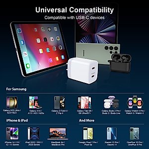 25W USB C Fast Charger Block, Type C Wall Charger Plug Dual PD Power Adapter C Charger Cube Box for Samsung Galaxy A15 S24 Ultra S23 FE A14 A54 A03s S22 S21 S20,iPhone 15 14 13 12 11 SE,Pixel 8 Pro 7a