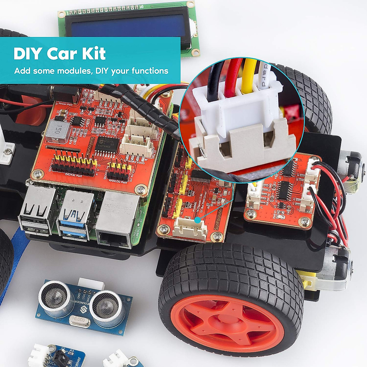 SunFounder Smart Video Car Kit V2.0 PiCar-V Robot Kit for Raspberry Pi 4 Model B 3B+ 3B Graphical Visual Programming Language, Video Transmission, Remote Control by UI on Windows Mac Web Browser