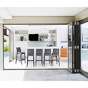 Compamia Ares 29.5" Outdoor Bar Stool in Dark Gray (Set of 2)