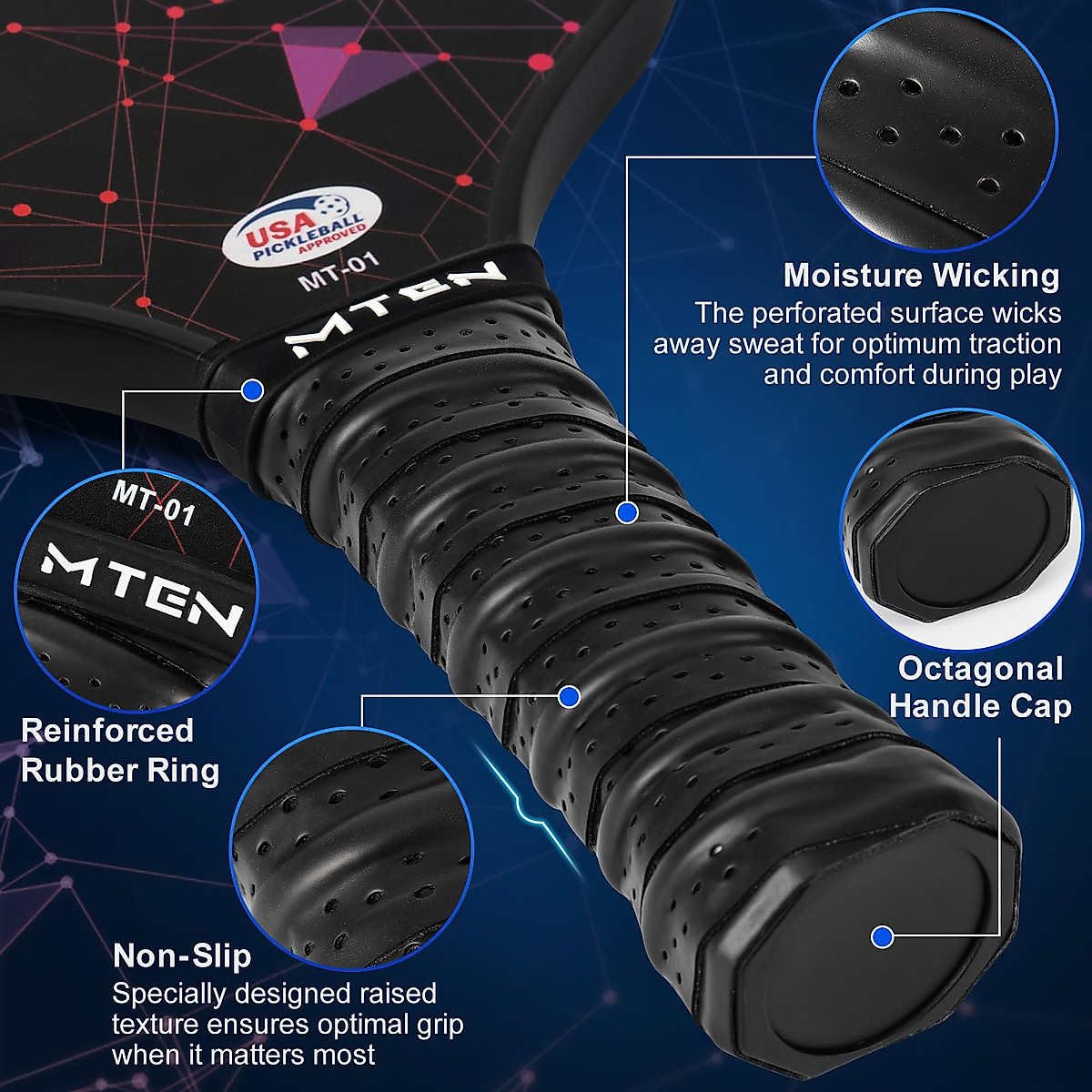 Pickleball Paddles Set of 2, USAPA Approved Fiberglass Surface Pickleball Set with 2 Pickleball Rackets,4 Pickleball Balls,1 Portable Carry Bag, Pickle Racket Set ​for Men Women