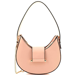 Trendeology Vegan PU Leather Classy Round Clutch Purse Shoulder Bag with Crossbody Strap (zBlack)