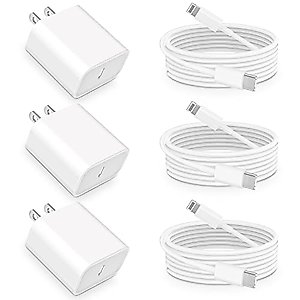 [Apple MFi Certified] iPhone 14 Fast Charger, Assrid 3 Pack 20W PD USB-C Rapid Power Charger with 3 Pack 6FT Type C to Lightning Quick Charging Cord for iPhone 14 13 12 11 Pro Max/XS/X SE/iPad/AirPods