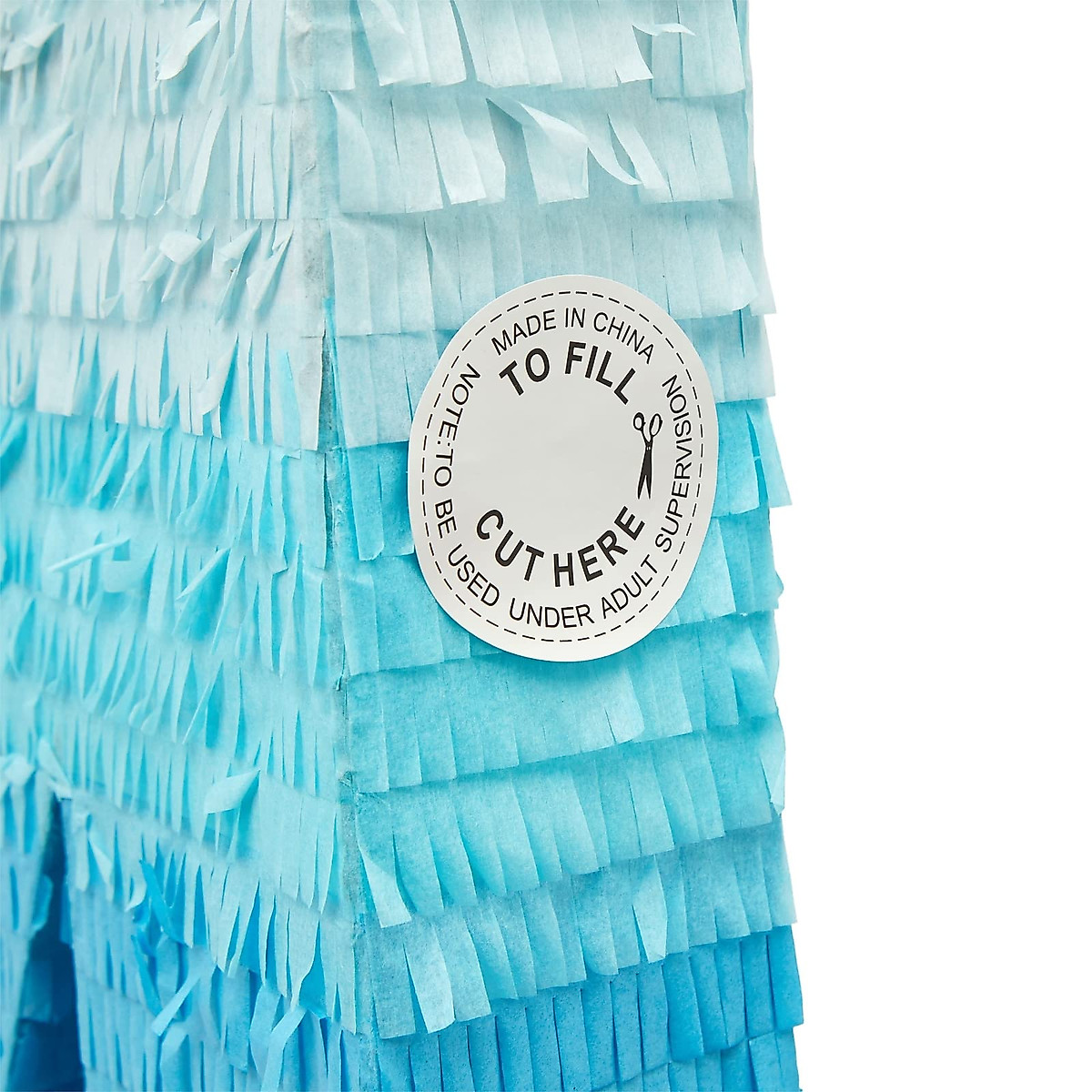 BLUE PANDA Number 4 Pull String Pinata for Boys, 4th Birthday Party Decorations, Ombre Blue (16.5 x 12 x 3 In)