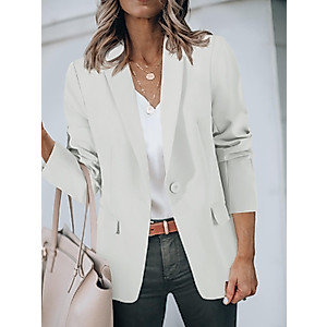 Cicy Bell Womens Casual Blazers Open Front Long Sleeve Work Office Suit Jackets Blazer White
