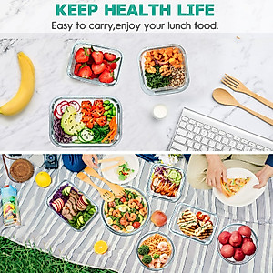 34pcs Glass Food Storage Containers with Lids Set, Airtight Glass Meal Prep Containers (17 Containers & 17 Lids), Leak Proof Lunch Containers BPA-Free, Microwave, Oven, Freezer, Dishwasher Safe-Grey