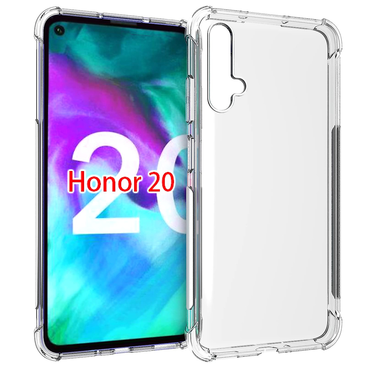 TiYa USTIYA Case Clear for Huawei Nova 5T / Honor 20 Crystal TPU Four Corners Protect Camera Cover Transparent Soft Phone Case
