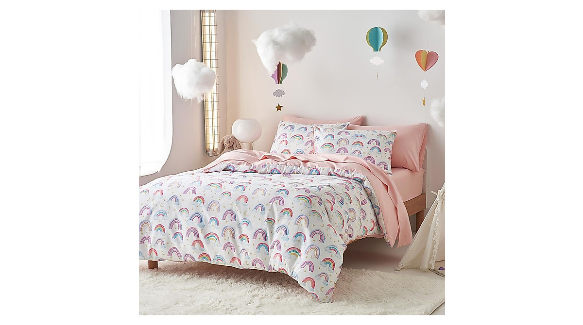 Rainbow Bedding Set for Girls - Cute & Cozy Comforter