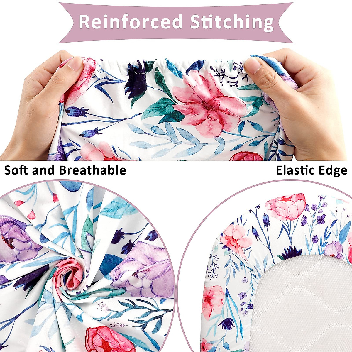 Baby Blanket and Bassinet Sheet Set for Baby Girls, Super Soft Floral Minky Fabric Dotted Backing and Universal Fit