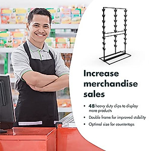 DS THE DISPLAY STORE Candy Display Rack, Black 3-Row 48 Clips Countertop Snack Cart, Portable Retail Potato Chip Bag Holder, Sweets Organizer Stand for Party