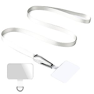 MOHOPE Universal Crossbody Phone Lanyard, Phone Lanyards for Around The Neck, Anti Loss, Soft Touch Nylon Phone Strap Crossbody with One Touch Clasp and Compatible with Most Smartphones(Silver)