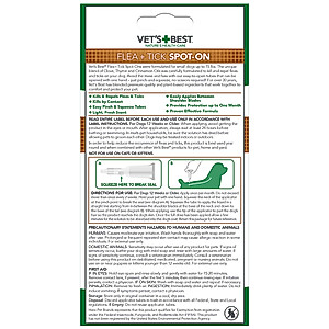 Vet's Best Topical Flea & Tick Treatment for Dogs up to 15lbs, 4 Month Supply