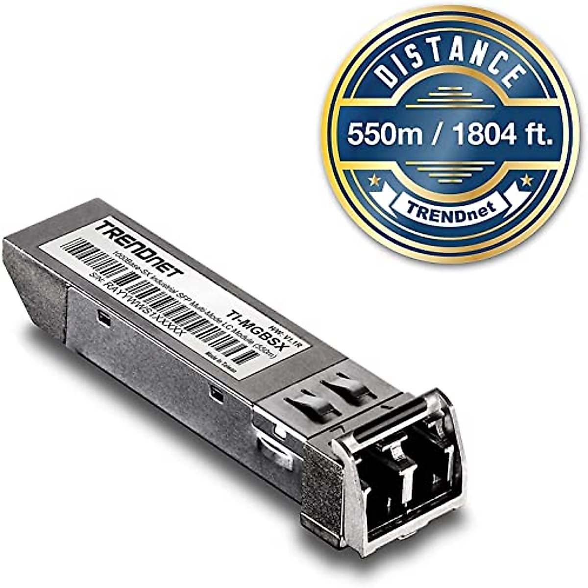 TRENDnet 1000Base- SX Industrial SFP to RJ45 Multi-Mode LC Module, TI-MGBSX, Up to 550m (1,804 Ft), IEE 802.3z, ANSI Fiber Channel, Data Rates up to 1.25Gbps, LC-Type Duplex, Lifetime Protection