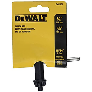 DEWALT DW2301 1/4-Inch and 3/8-Inch Chuck Key with 15/64-Inch Pilot Black