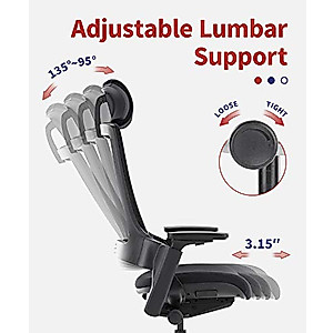 CLATINA Ergonomic High Swivel Executive Chair with Adjustable Height Head 3D Arm Rest Lumbar Support and Upholstered Back for Home Office Black