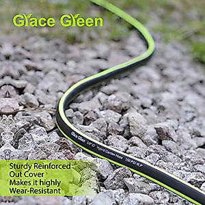 Grace Green Garden Hose,Hybrid 5/8 in.×100FT Water Hose With Zinc Alloy Nozzle, Both End SwivelGrip, Heavy Duty, Light Weight, Flexible