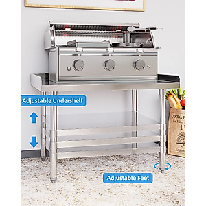 RIEDHOFF Stainless Steel Equipment Stand 28" x 36" with Undershelf, [NSF Certified][Heavy Duty] Stand Grill Table, Commercial Prep & Work Table for Home, Restaurant, Hotel