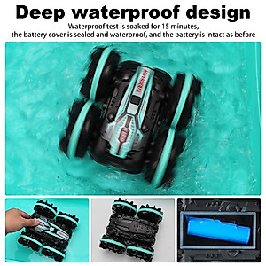 Xmasmate Amphibious Remote Control Car for Kids 2.4 GHz Remote Control Boat Toys for Boys Waterproof RC Monster Truck Beach Toys Car Outdoor Pool Water Toy