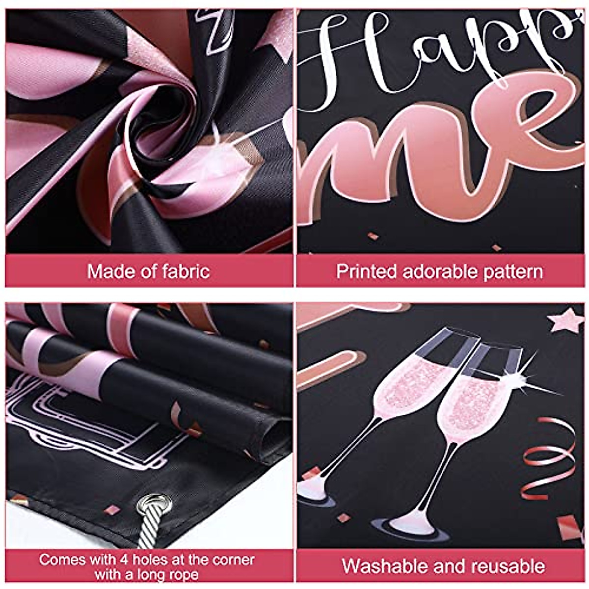 Happy Retirement Party Decoration Banner Rose Gold Retirement Wall Sign Large Fabric Retirement for Man Backdrop Retired Banner Party Booth Hanging Happy Retirement for Woman, 70.9 x 15.8 Inches