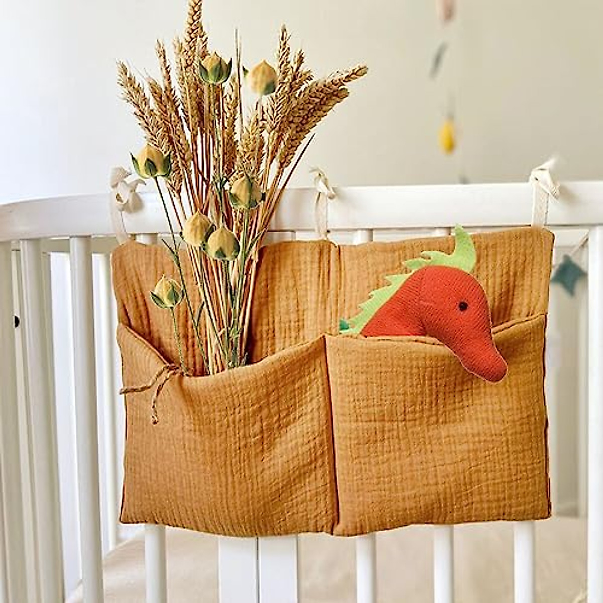 Green Diaper Caddy Organizer Diaper Stacker Baby Crib Hanging Pocket with Straps Classified Storage Bag Organizer for Nursery Diapers Wipes Baby Essentials