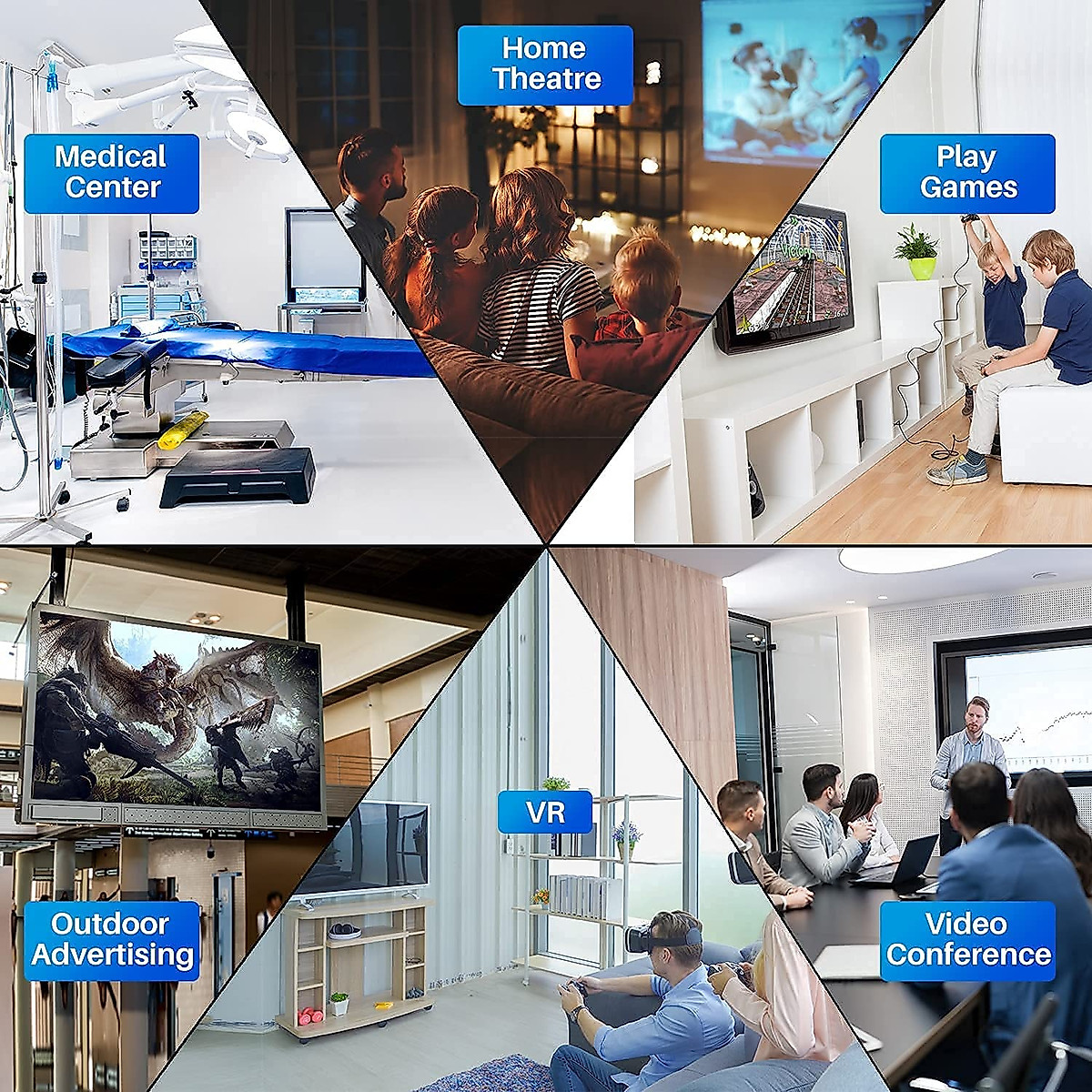 Adoreen 4K DisplayPort Cable 50 feet, DP to DP 1.2 Cord(from 1.5 to 50ft) 4K@60Hz 2K 1440p,1080p Full HD Display Port for 3D PC TV Gaming Monitor with 5 Ties(15.2m)-NOT HDMI