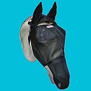 EquiVizor 95% UV Eye Protection (XL) Horse Fly Mask with Ears/Nose. Helps with Uveitis, Corneal Ulcer, Light Sensitive, Cancer, Designed to Stay ON Your Horse, Off The Ground!
