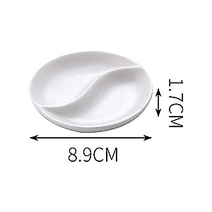 esowemsn 2PCS 3.5inch Ceramic Serving Platter Rectangular 2 Compartment Appetizer Serving Tray Divided Spices Vinegar Nuts Sauce Dishes for Home Kitchen Restaurant