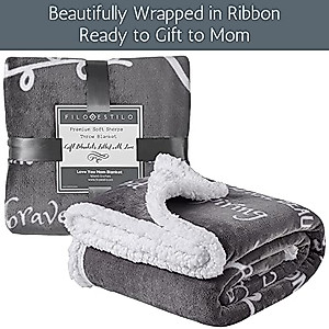 FILO ESTILO Mothers Day Gifts for Mom Blanket from Daughter or Son, Thoughtful, Unique Mom Blanket Filled with Sentimental Meaningful Words to Say Love You Mom 60x50 Inches (Grey, Sherpa)