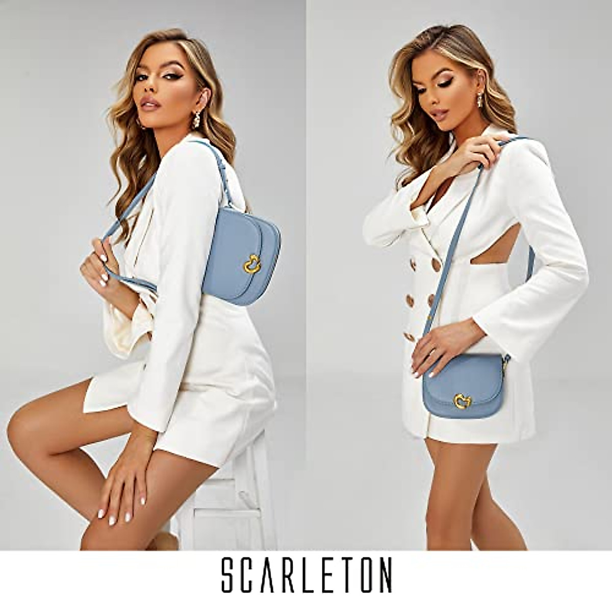 Scarleton Crossbody Bags for Women, Minimalist Purses for Women, Glossy Shoulder Bag Purse, Satchel Bags for Women, H210902 - White