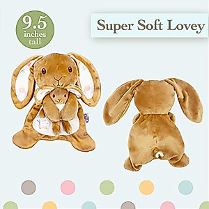 KIDS PREFERRED Guess How Much I Love You Cute Bunny Plush Lovey Crinkle Security Blanket for Infants, Babies, Toddlers and Kids