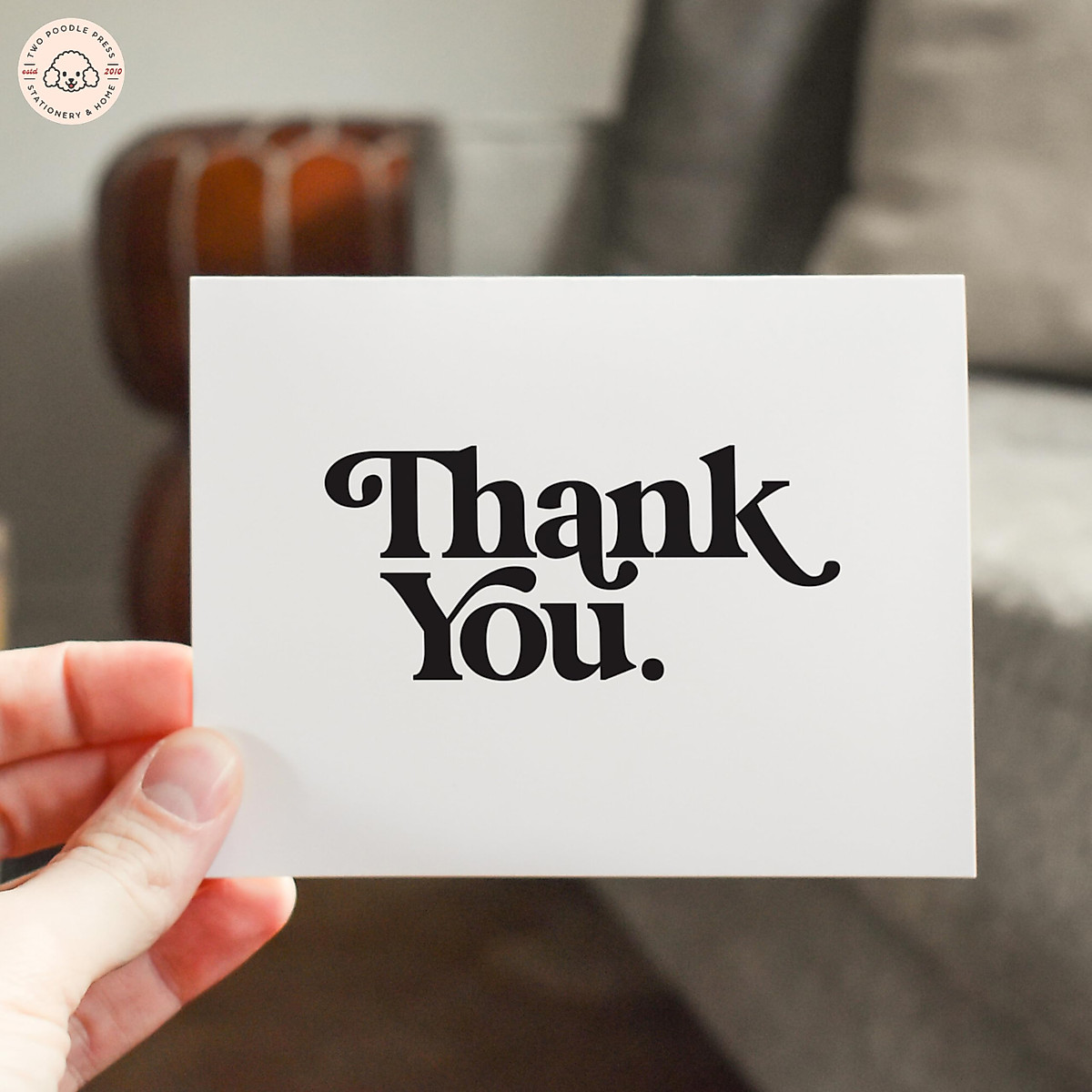 Two Poodle Press 20 Boho Wedding Black and White Classic Thank You Cards with Kraft Envelopes - Modern Bohemian Wedding or Baby Shower - Bell