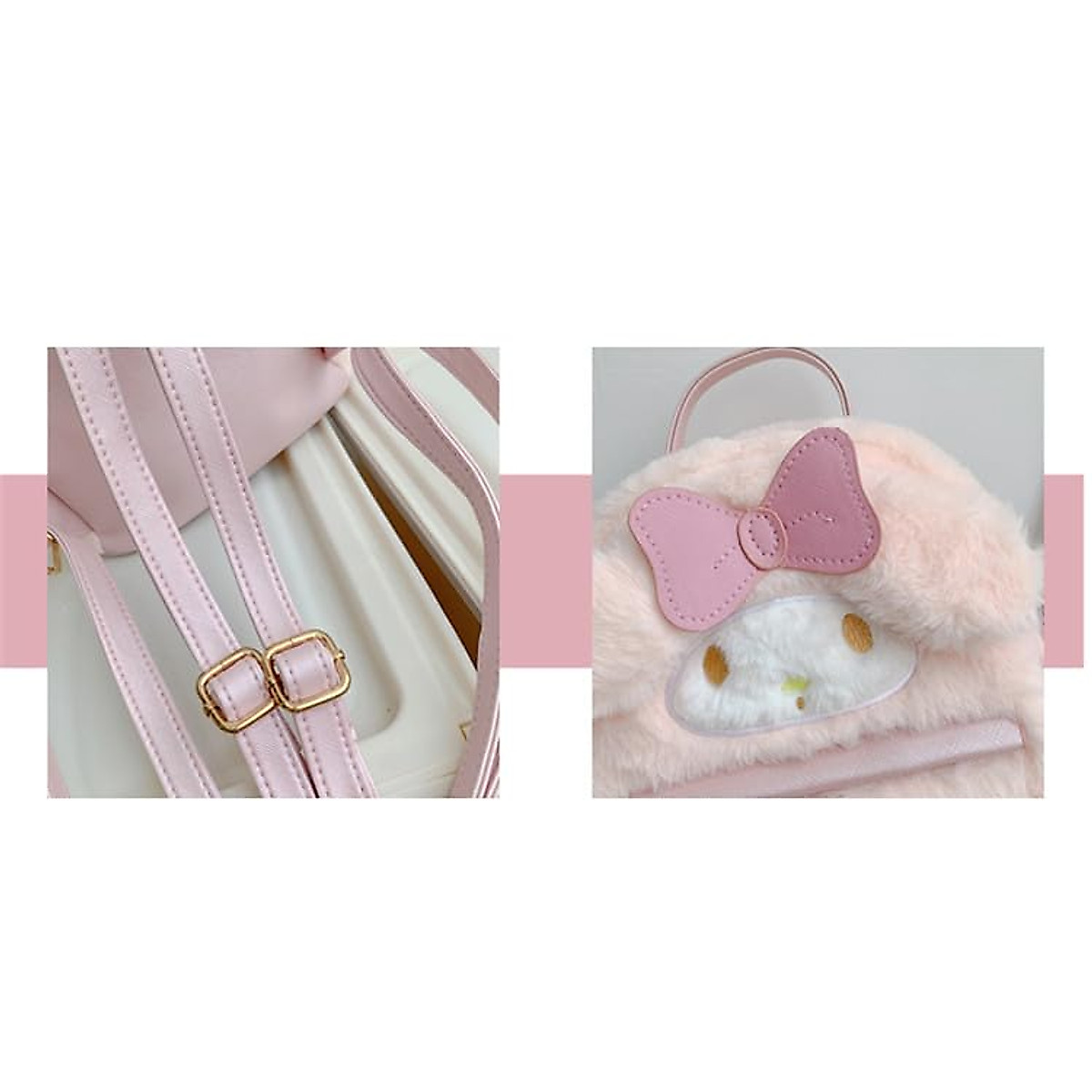 KFTHKOR Cute Backpack, Fluffy Backpack, Lovely Schoolbag Kawaii Girl Backpack (Pink)