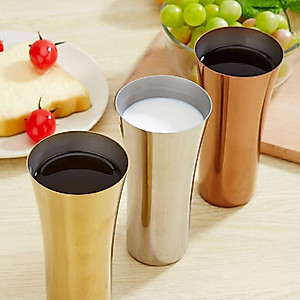 Premium Grade 304 Stainless Steel Water Tumblers,Beer Glasses,Stainless Steel Decorative Water Cup Beer Cold Drink Mug Home Restaurant Decor for Outdoor Bar(gold)