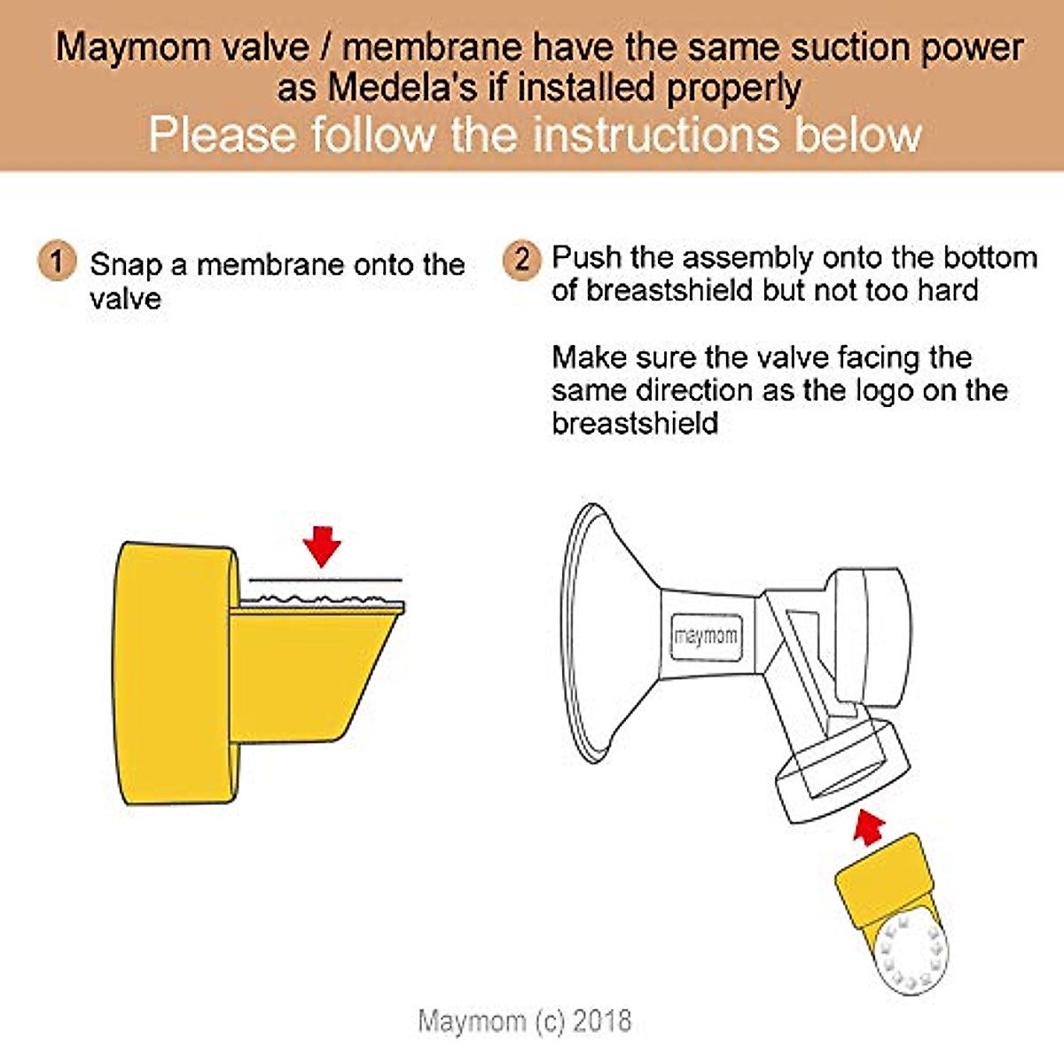 Maymom Membranes Compatible with Medela Breastpumps, Suitable for Lactina, Manual Freestyle, Symphony, Swing, Pump in Style Pumps, Part # 87088 (White, 16pc)